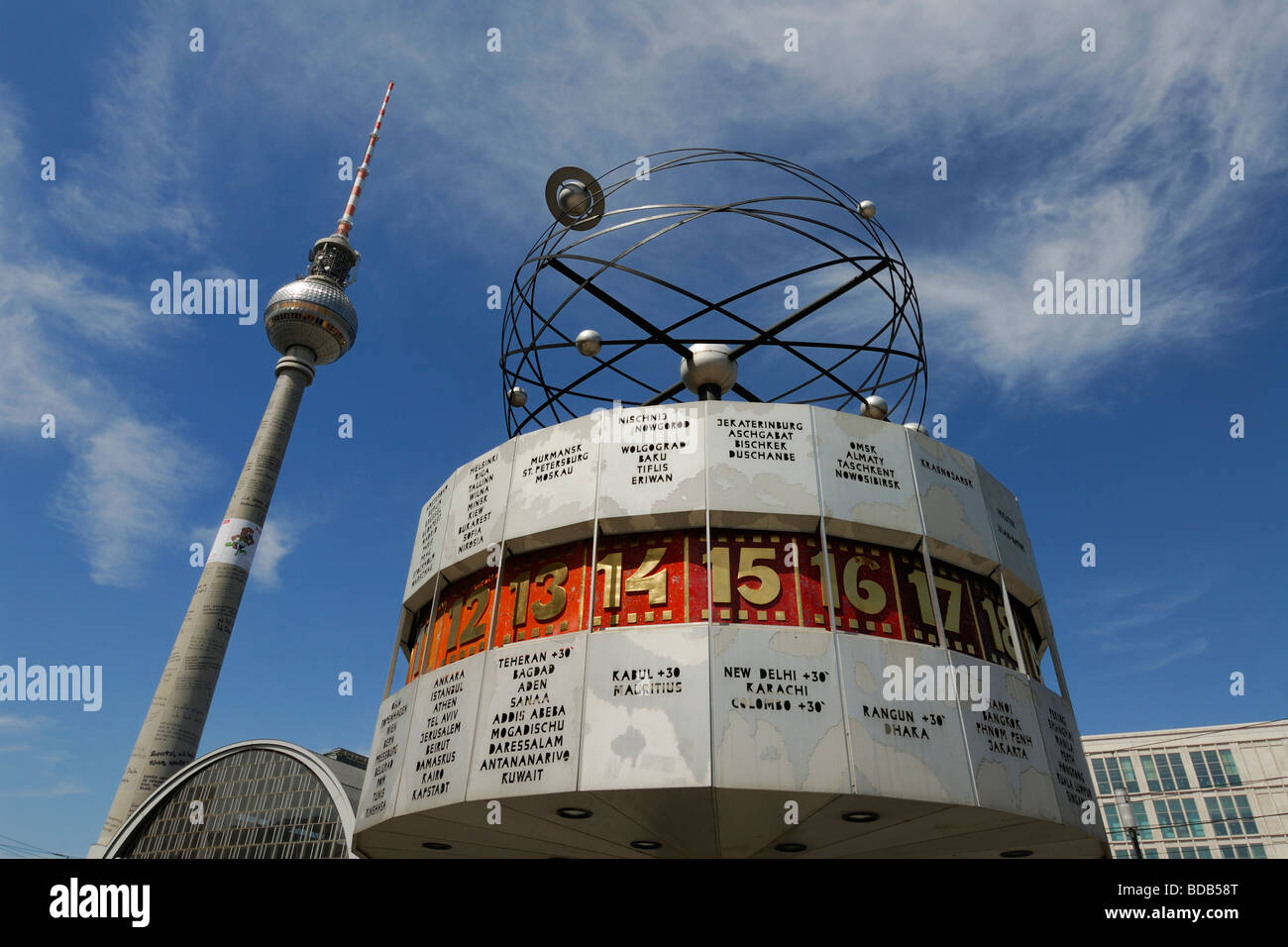Berlin Germany The World Time Clock and Fernsehturm TV tower on ...