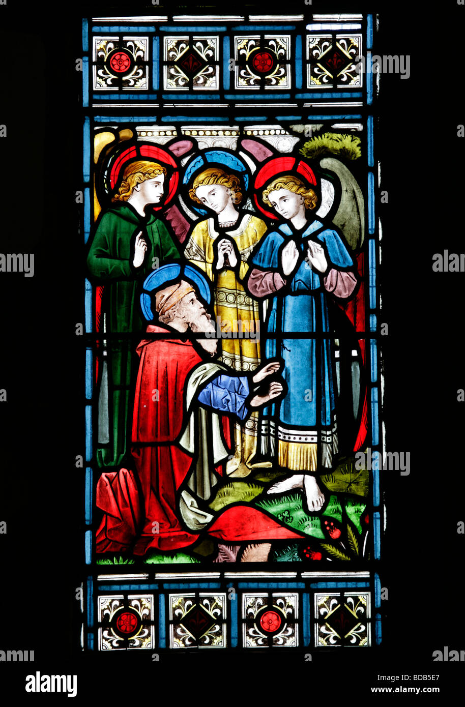 Stained glass window depicting genesis hi-res stock photography and ...