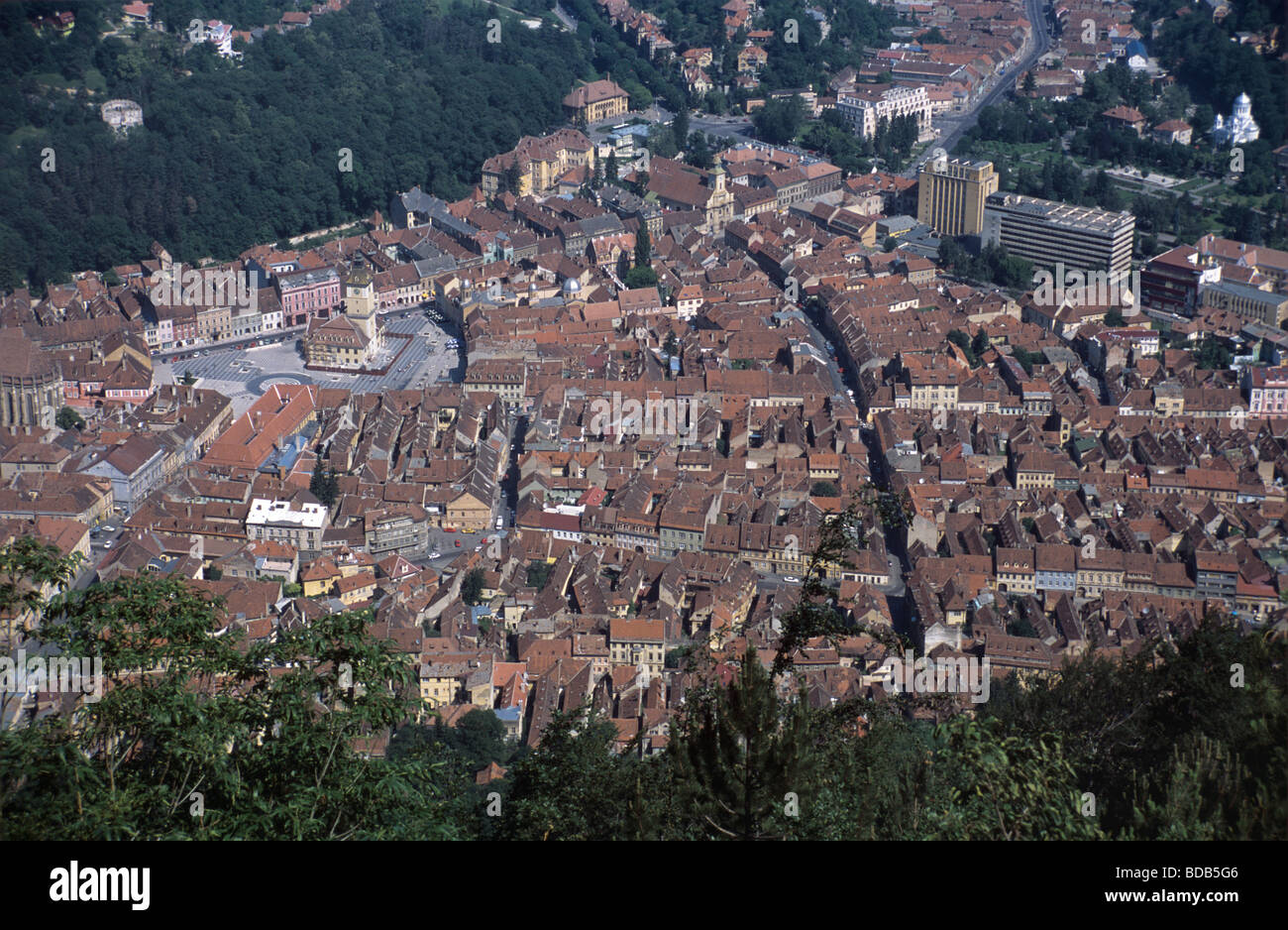 Aerial View over the Rooftops of Brasov, Transylvania, Romania Stock ...