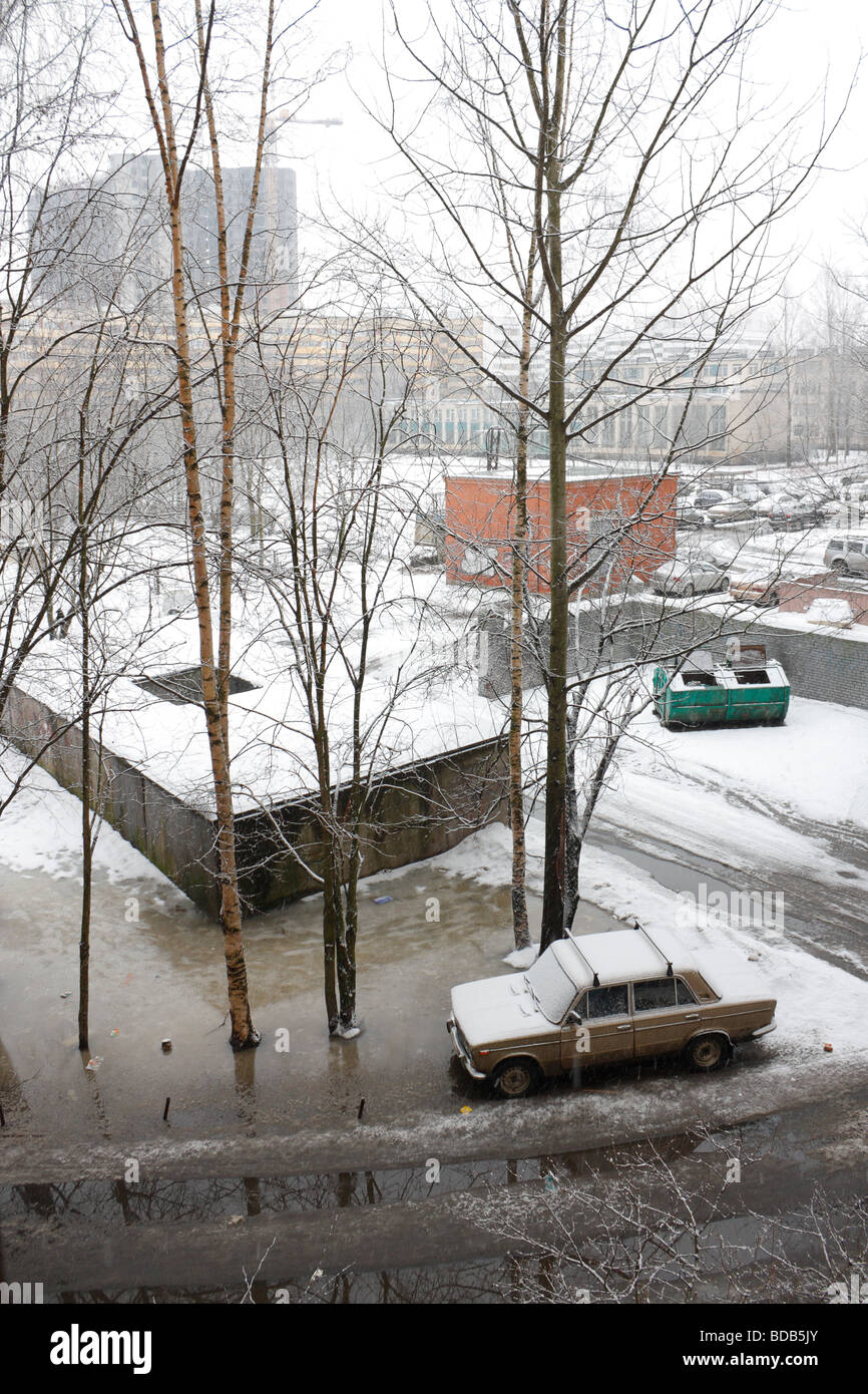 Winter courtyard from window from above Stock Photo - Alamy