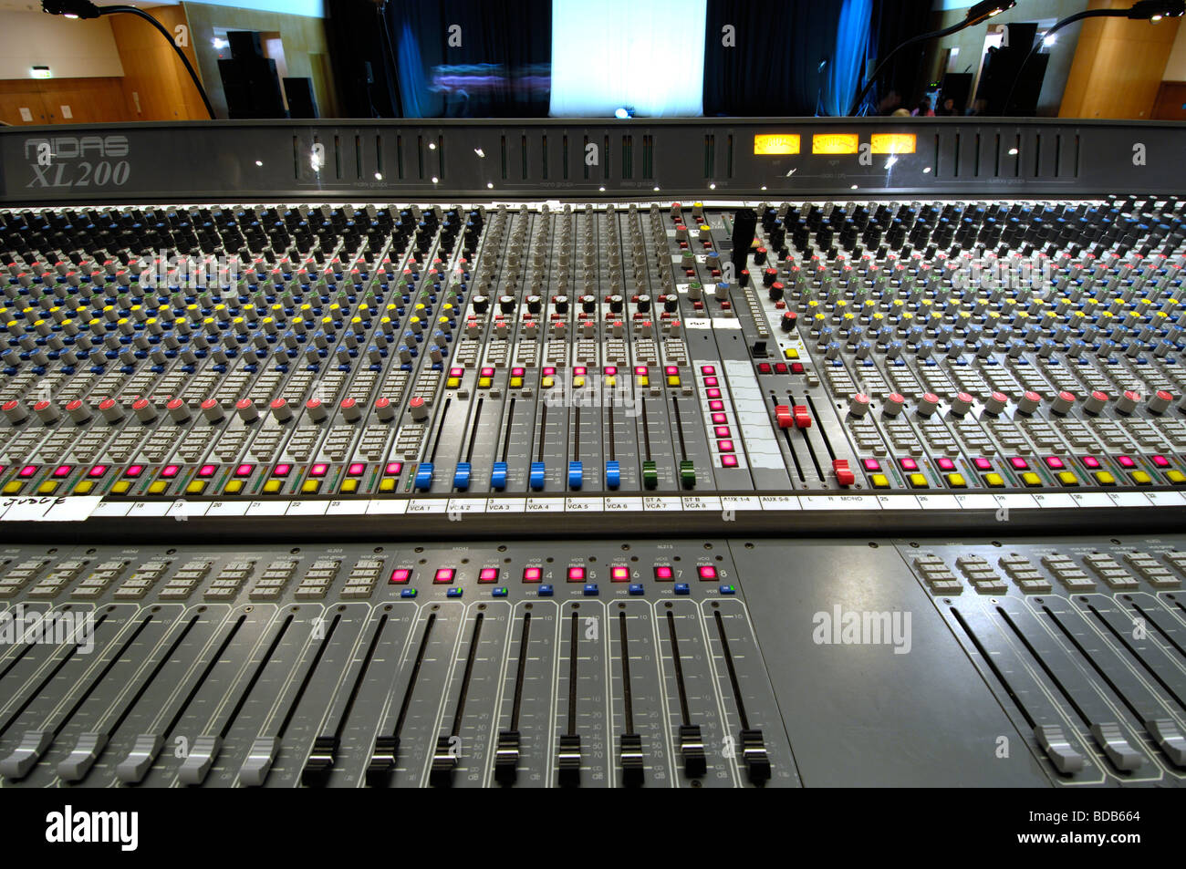 Details of a large sound desk in theatre Stock Photo - Alamy
