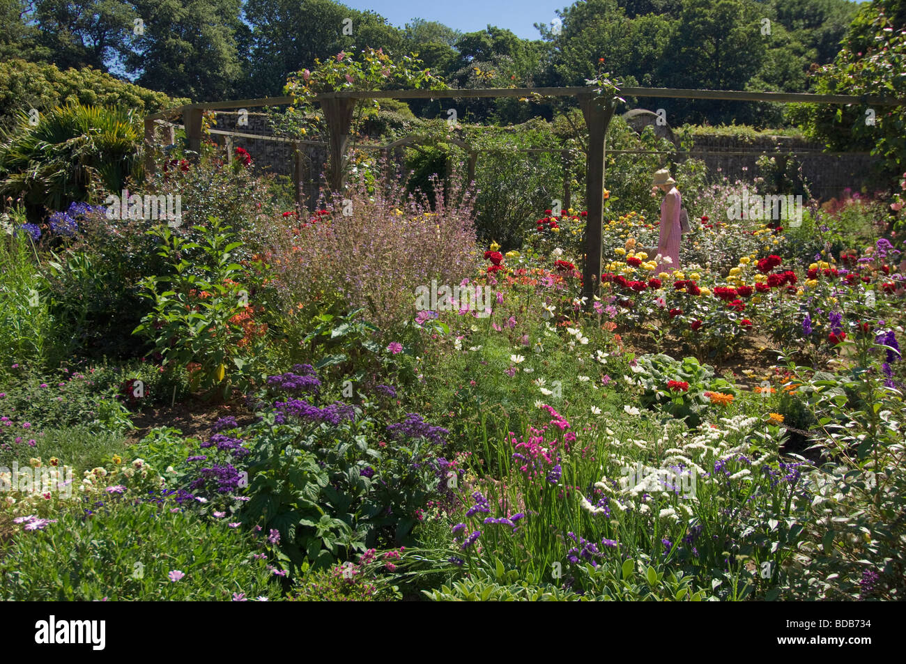 Formal flower gardens at La Seigneurie, Island of Sark, Channel Islands ...