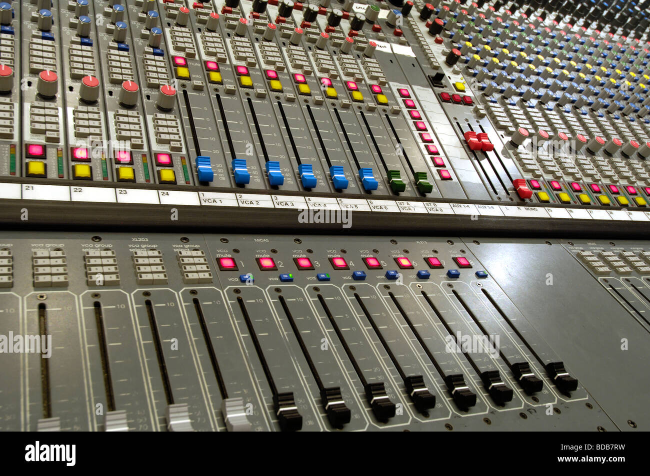 Details of a large sound desk in theatre Stock Photo - Alamy
