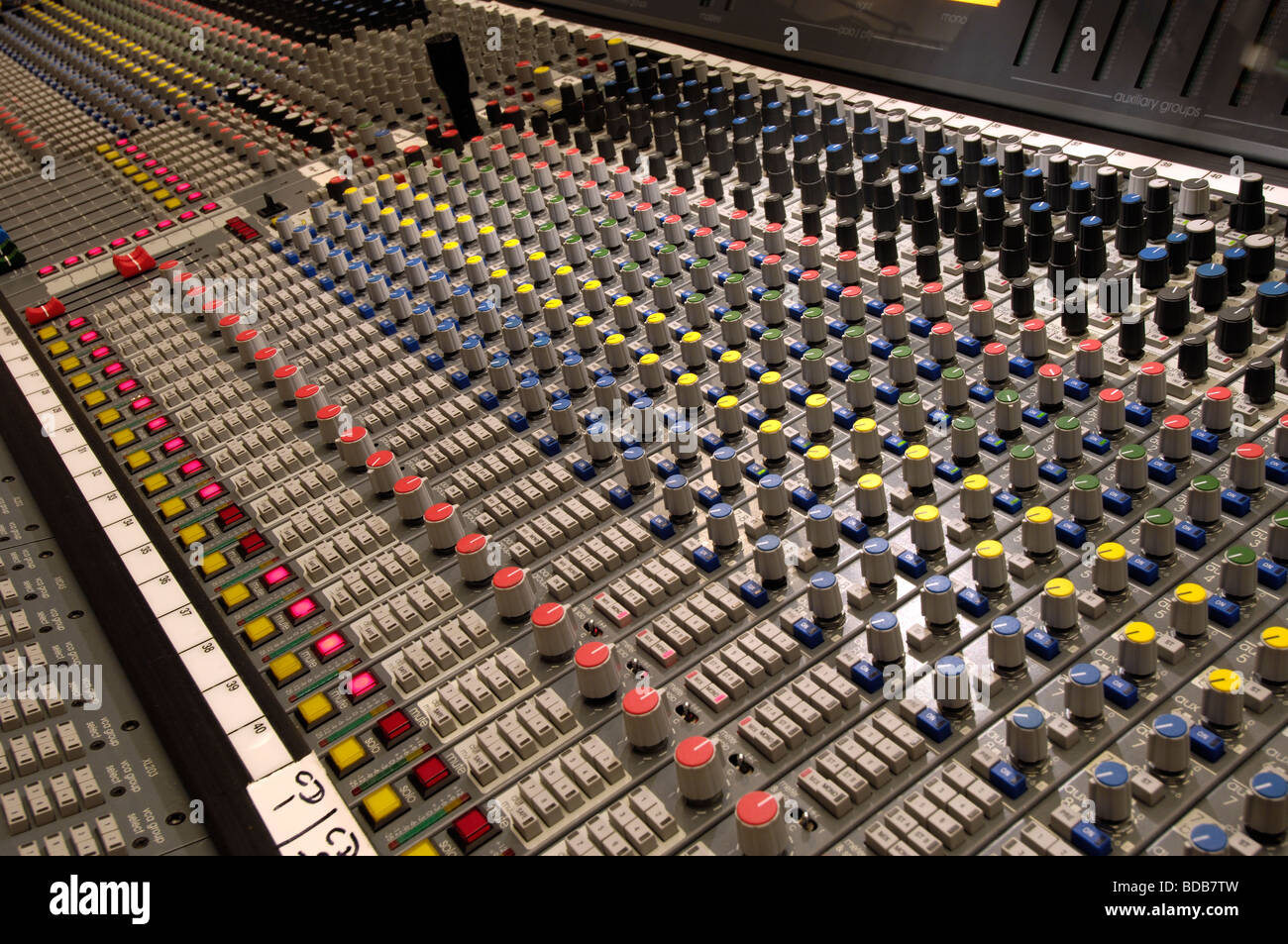 Details of a large sound desk in theatre Stock Photo - Alamy