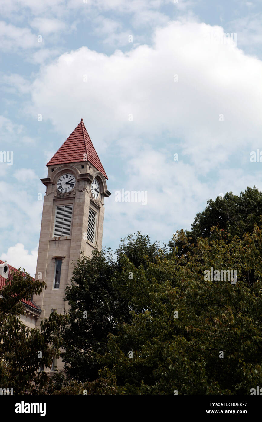The clock tower at the Indiana University student building Stock Photo ...