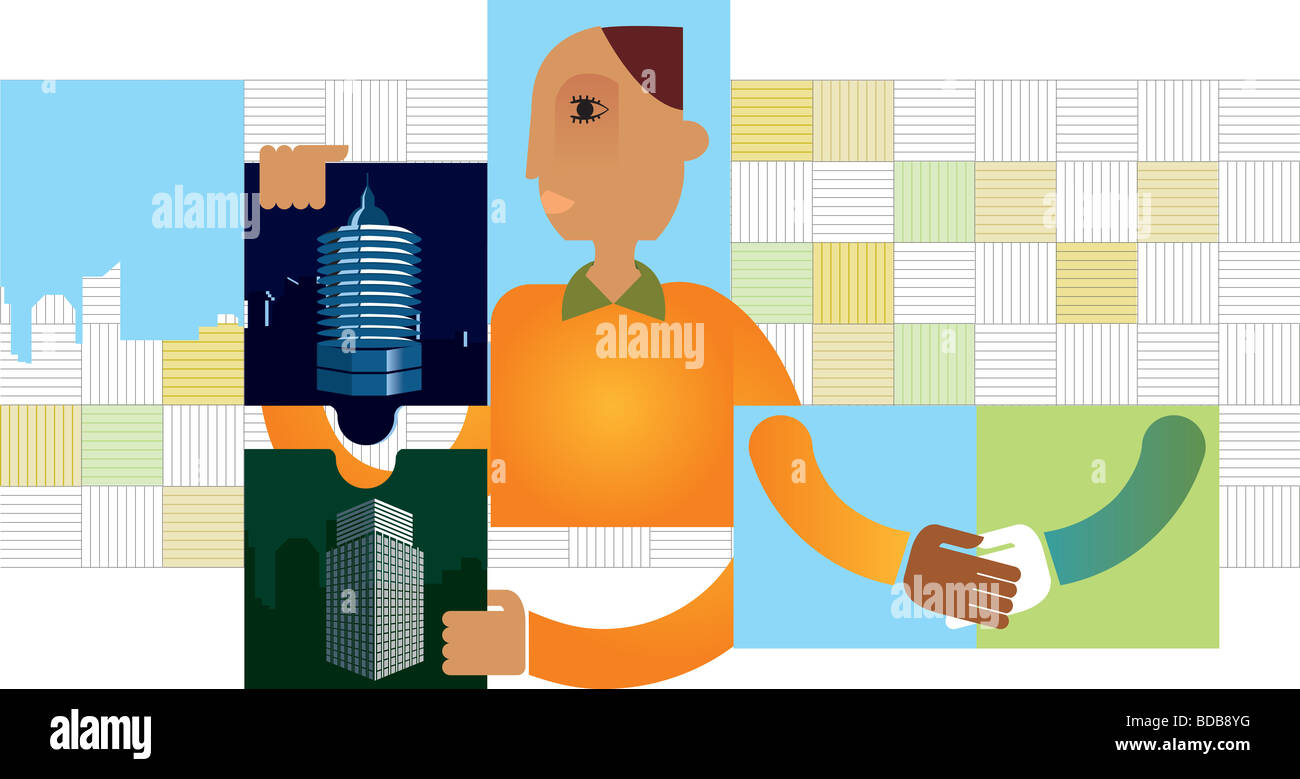 Illustration representing merger of two companies Stock Photo - Alamy