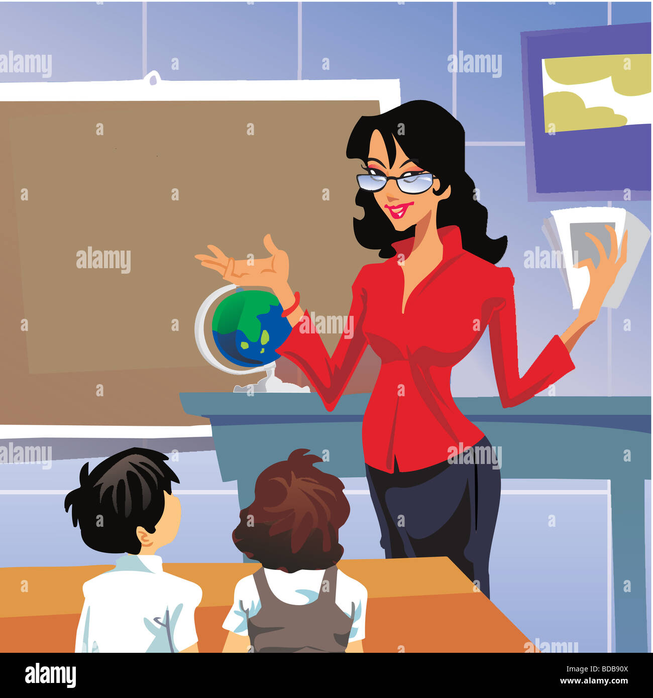 Female teacher in a classroom Stock Photo - Alamy