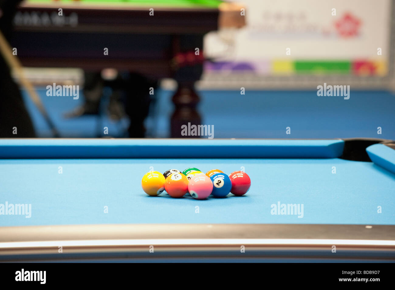 Pool table with racked pool balls hi-res stock photography and images ...