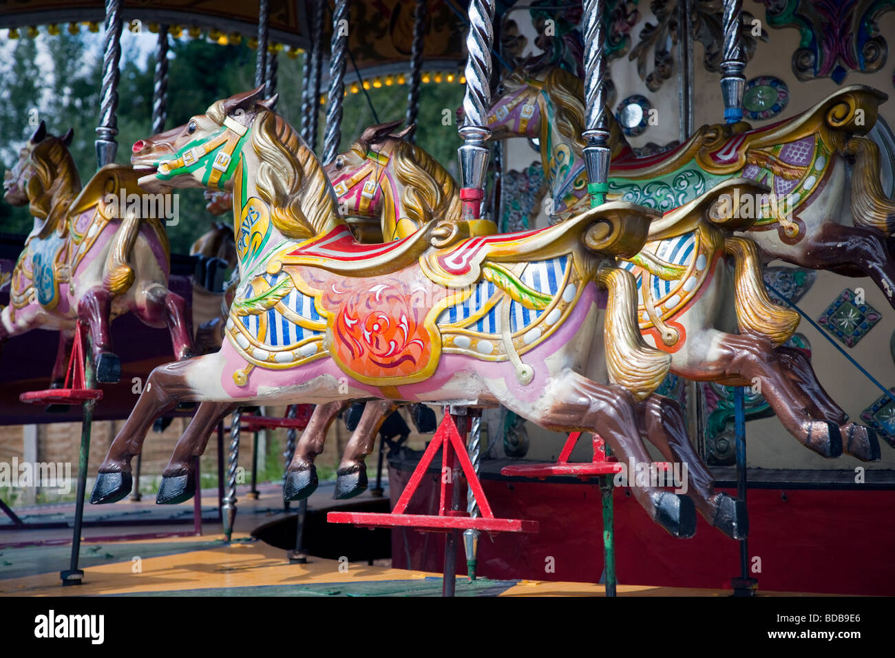 Horses on Carousel Stock Photo - Alamy