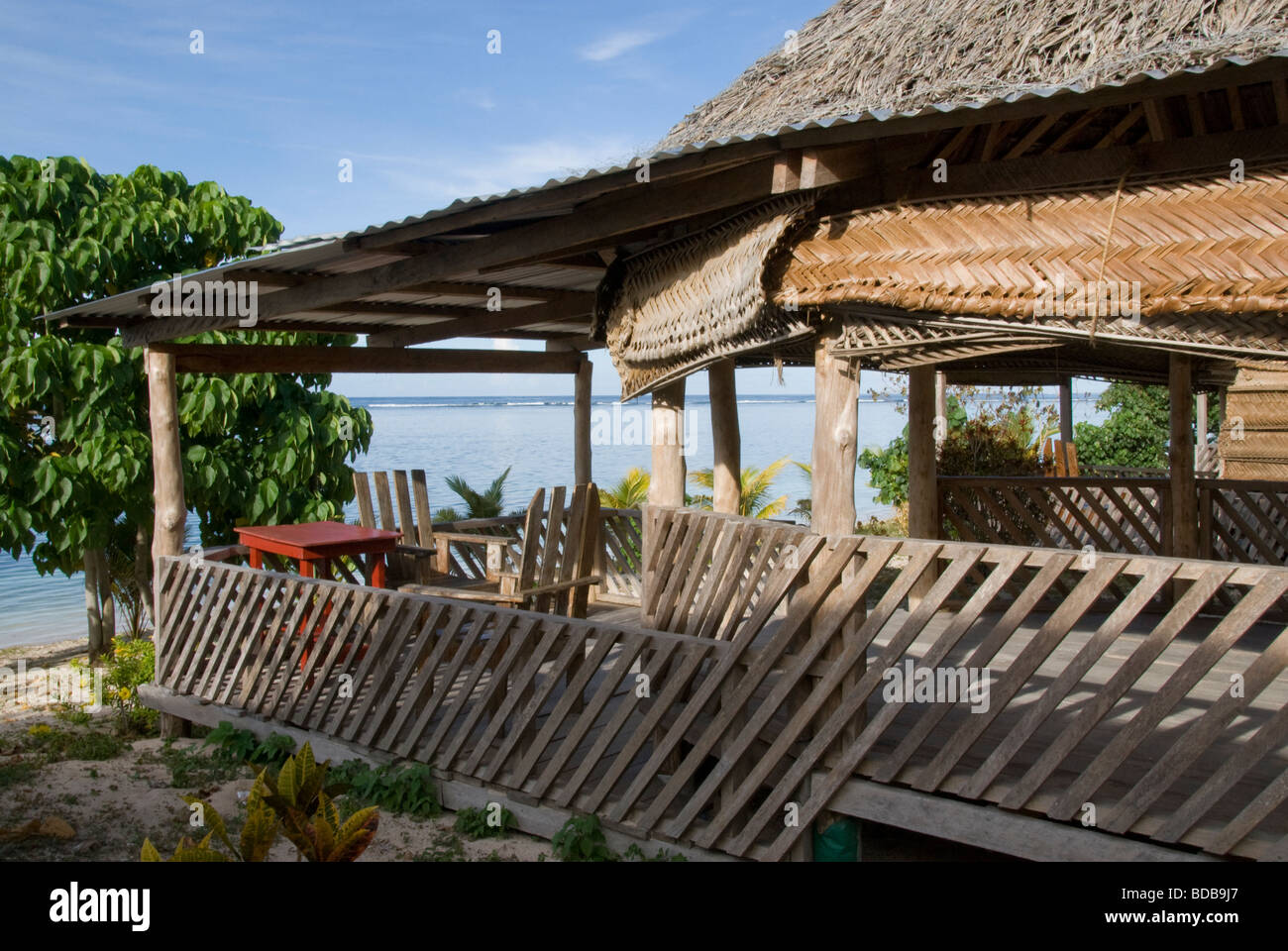 Fale, beach house, beside sea, Manase, Savai'i, Western Samoa Stock ...
