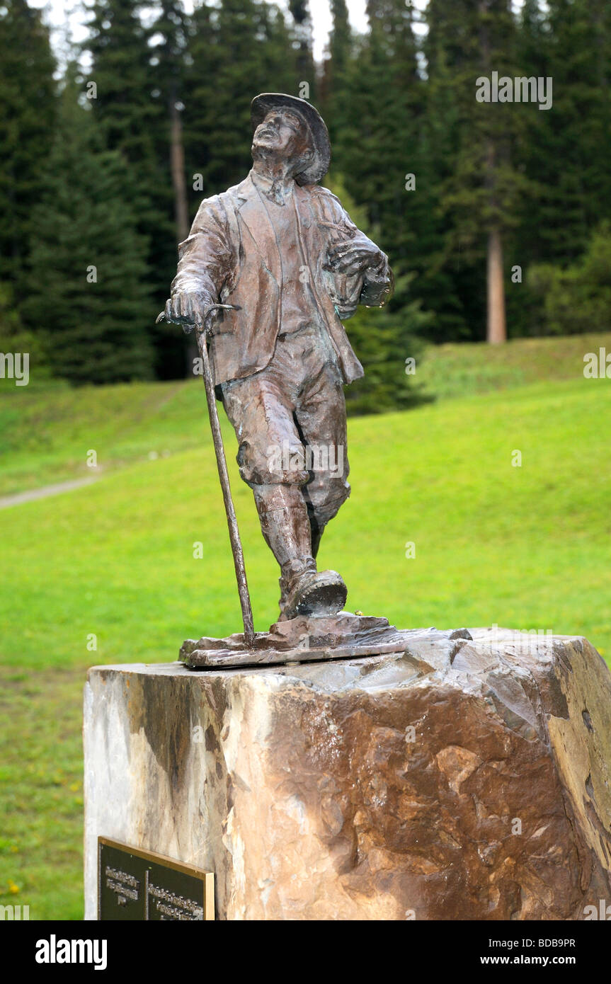 Statue of Alpine climber at Lake Louise in Banff National Park in ...