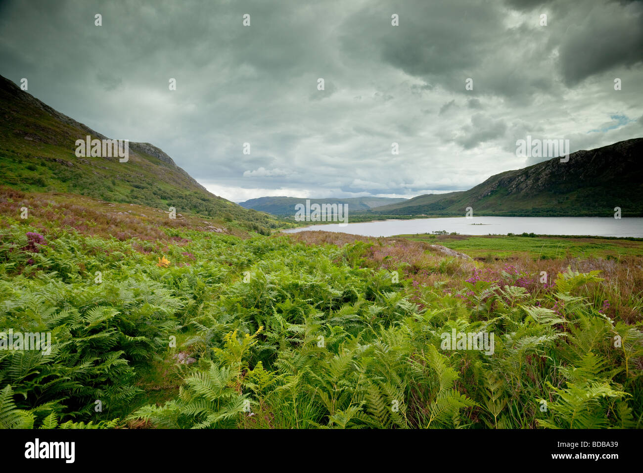 Hiking alongside the Kinlochewe River river on the route to the base of ...
