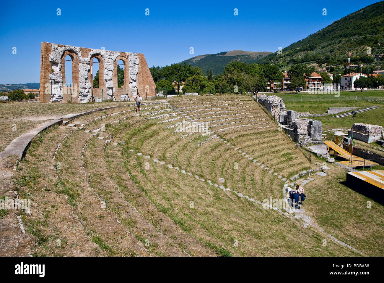 The amphitheatre in the medieval town Gubbio in Umbria Italy Stock ...