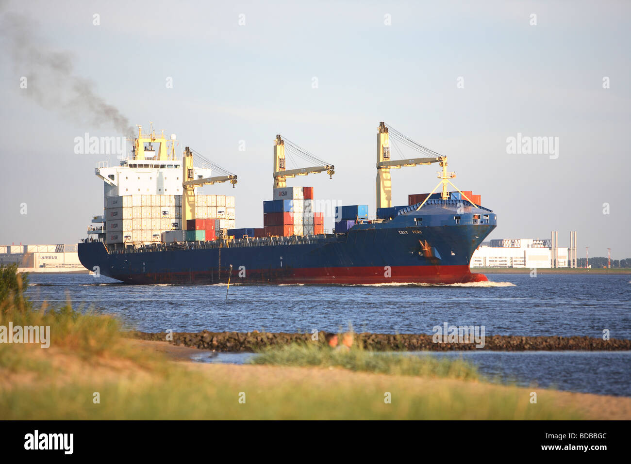 Hamburg, Germany, harbor, harbour, hafen and containership Stock Photo ...