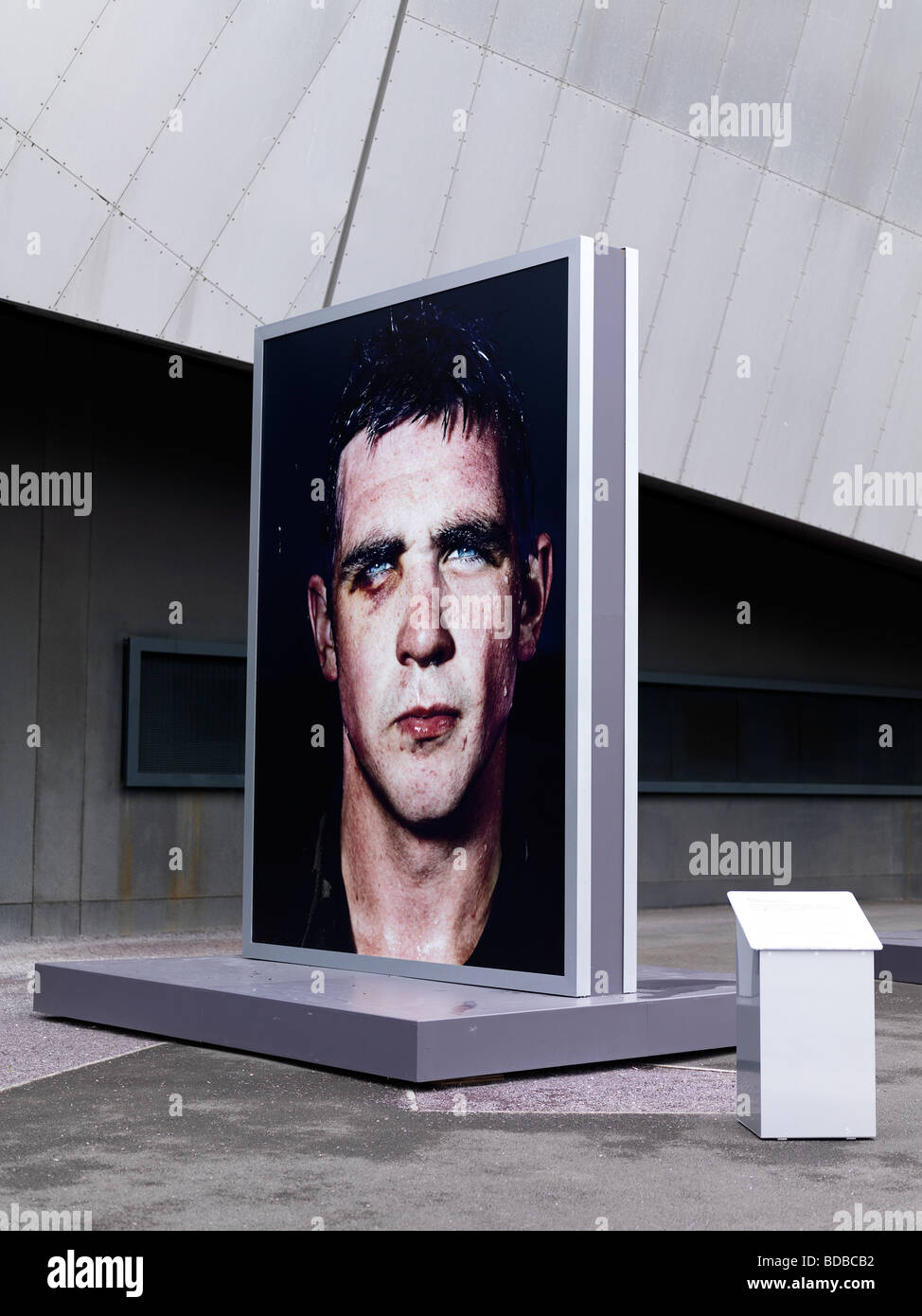 british army portrait outside imperial war museum in the north salford ...