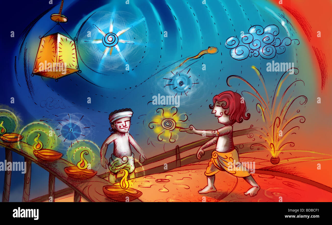 Boys celebrating festival of diwali Stock Photo - Alamy