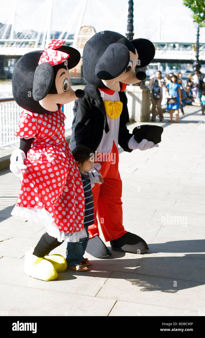 Micky and Mini Mouse pose for photos South Bank, London. England. UK ...