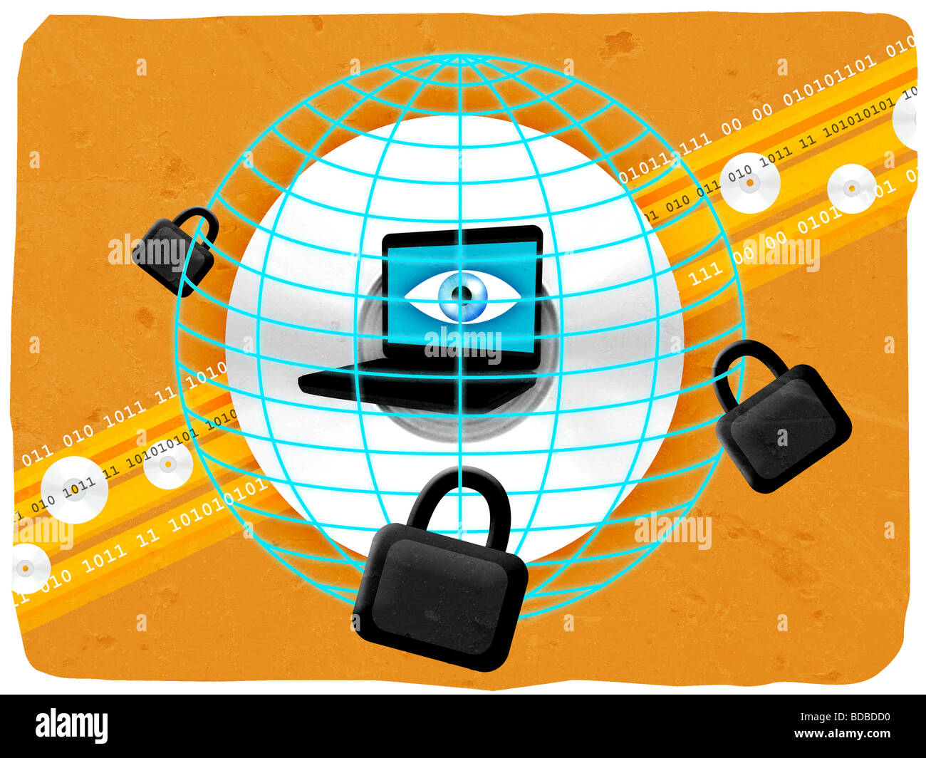 Laptop locked with padlock Stock Photo - Alamy