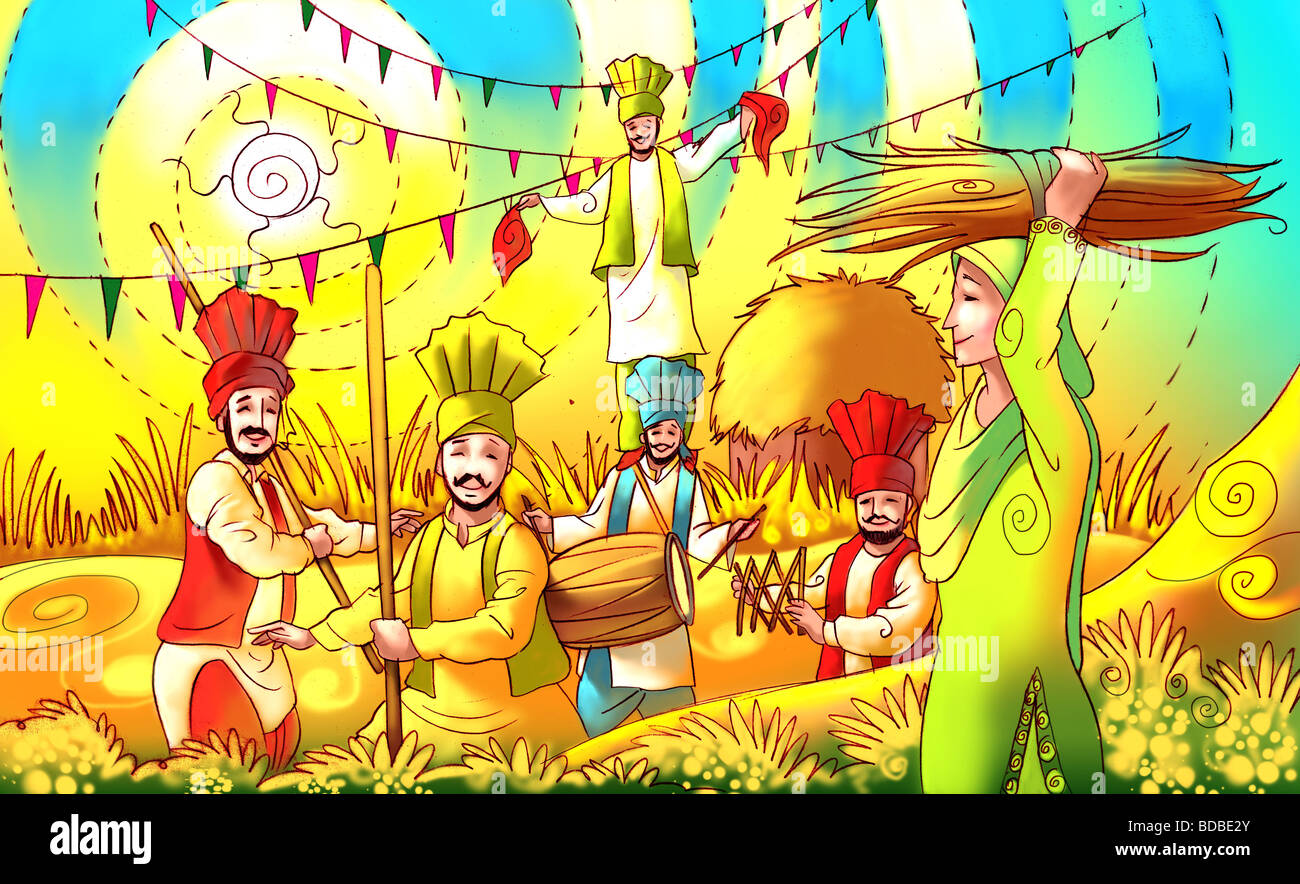 People celebrating Baisakhi festival Stock Photo - Alamy