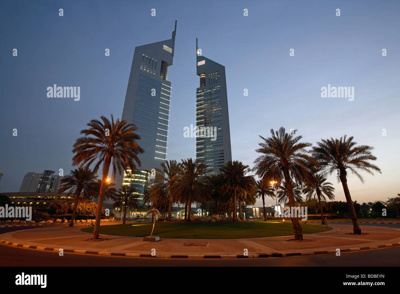 Emirate towers on Sheikh Zayed Road in Dubai, United Arab Emirates ...