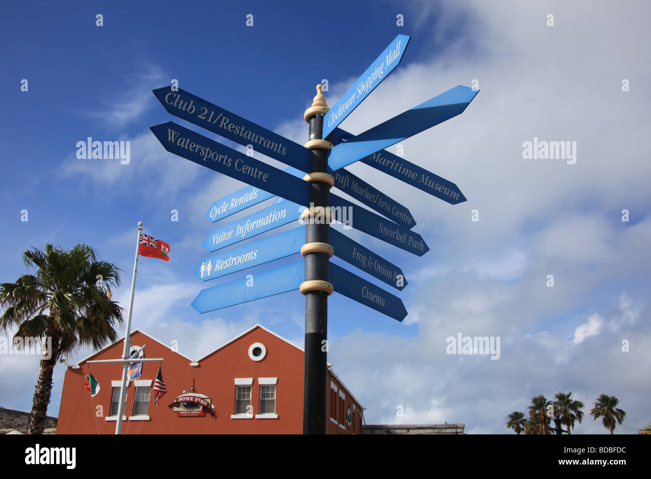 Directional signs at King's Wharf, Royal Naval Dockyard, Bermuda, help ...