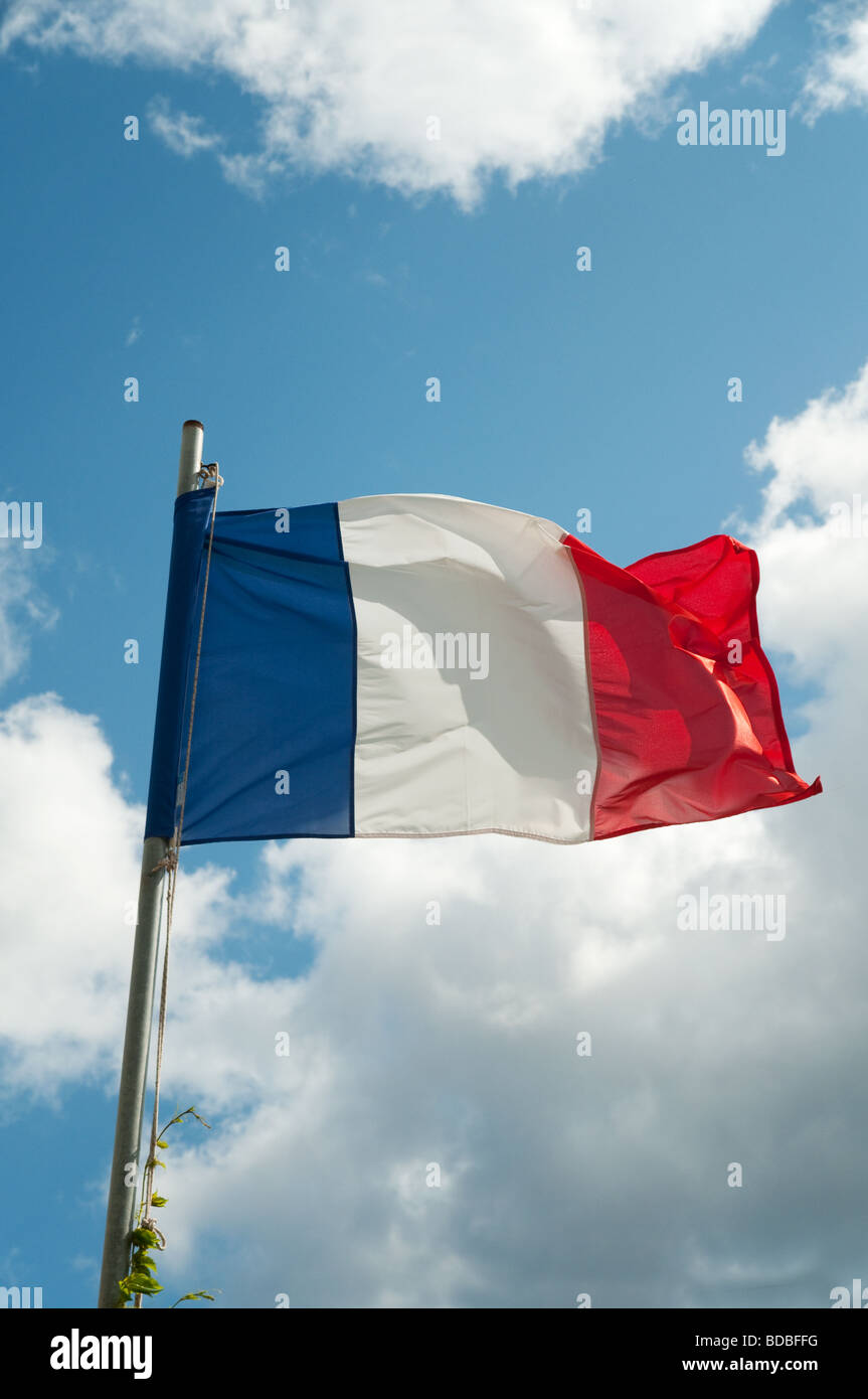 French flag is blowing in the wind Stock Photo - Alamy