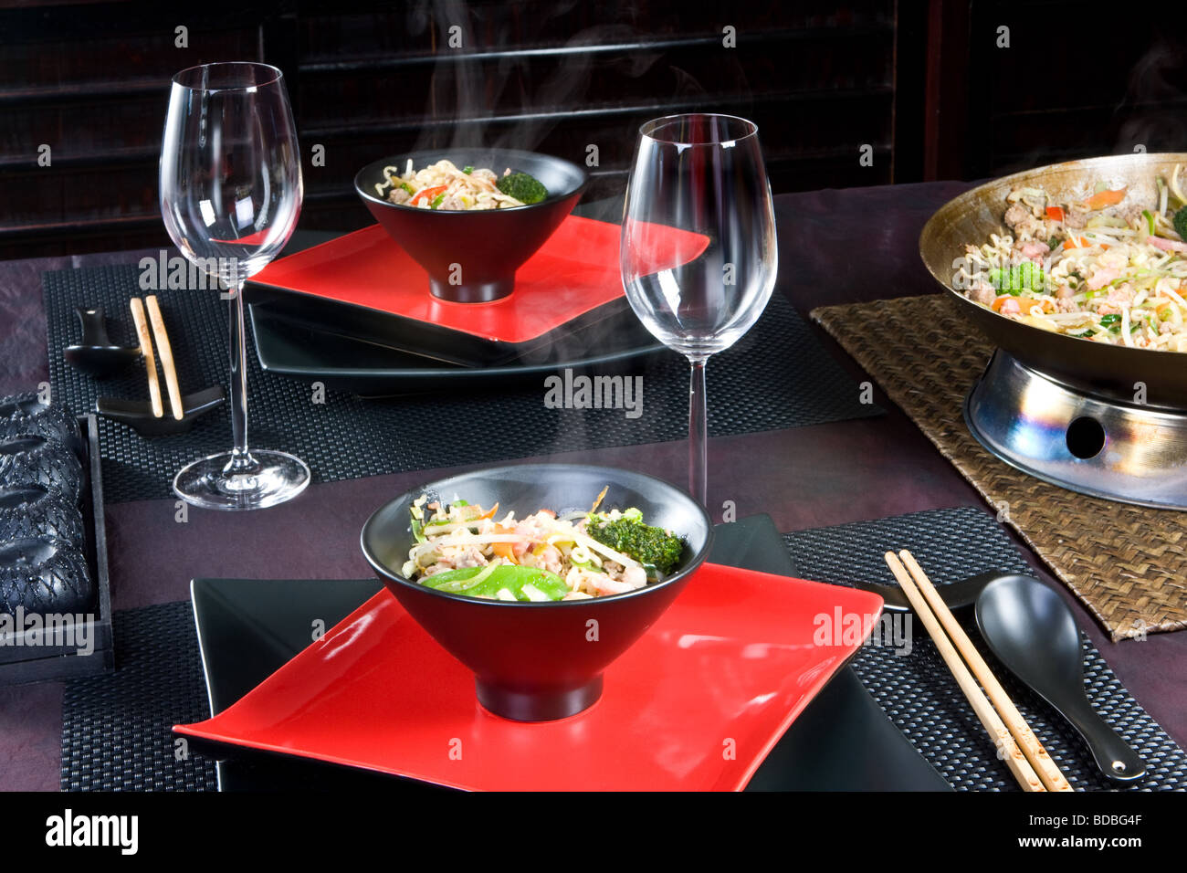 Traditional wok food in an oriental restaurant Stock Photo - Alamy