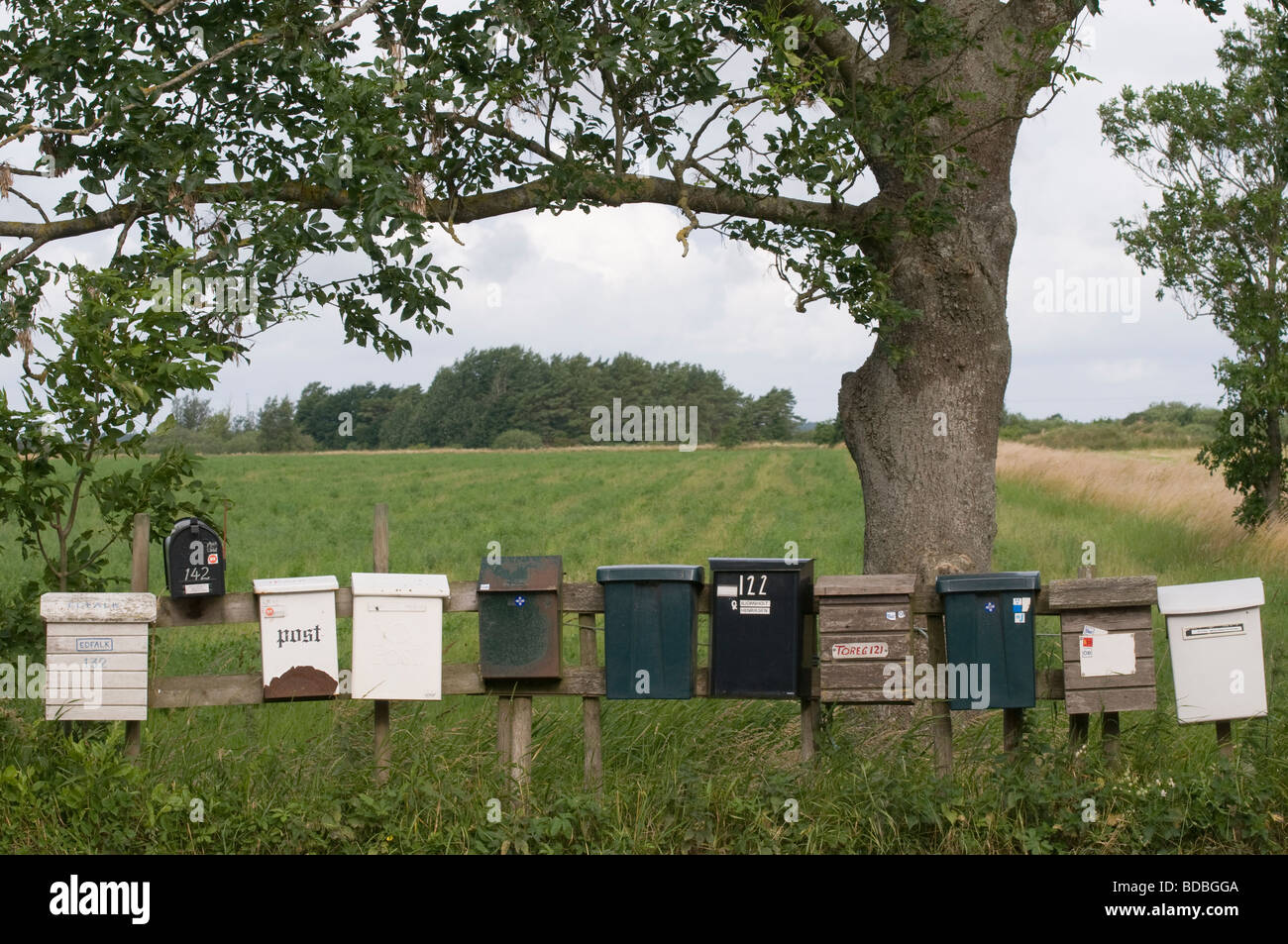 A line of mailboxes at the countryside Stock Photo - Alamy