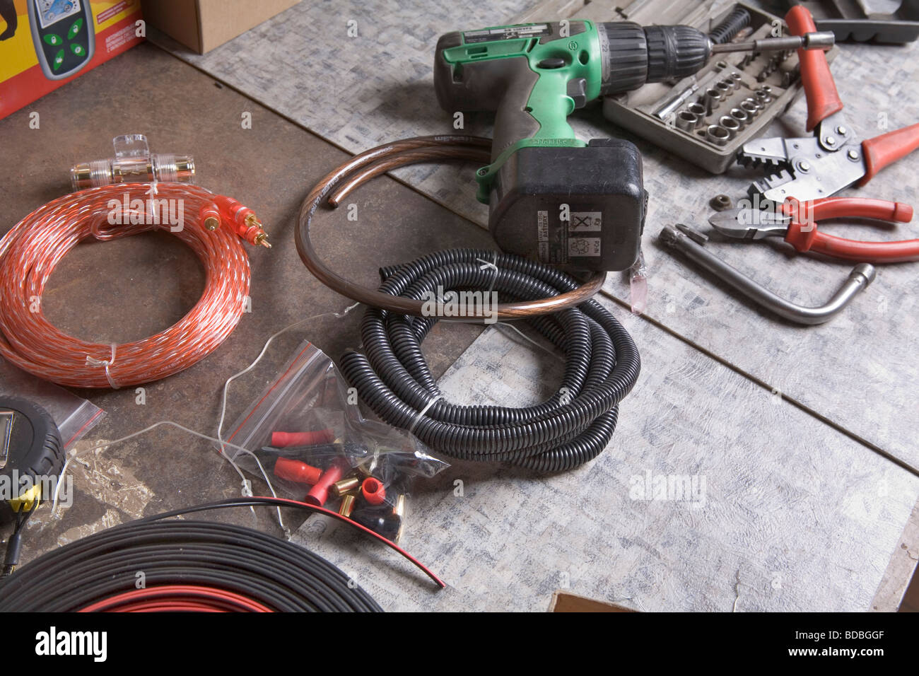 still life of different tools at workshop Stock Photo - Alamy