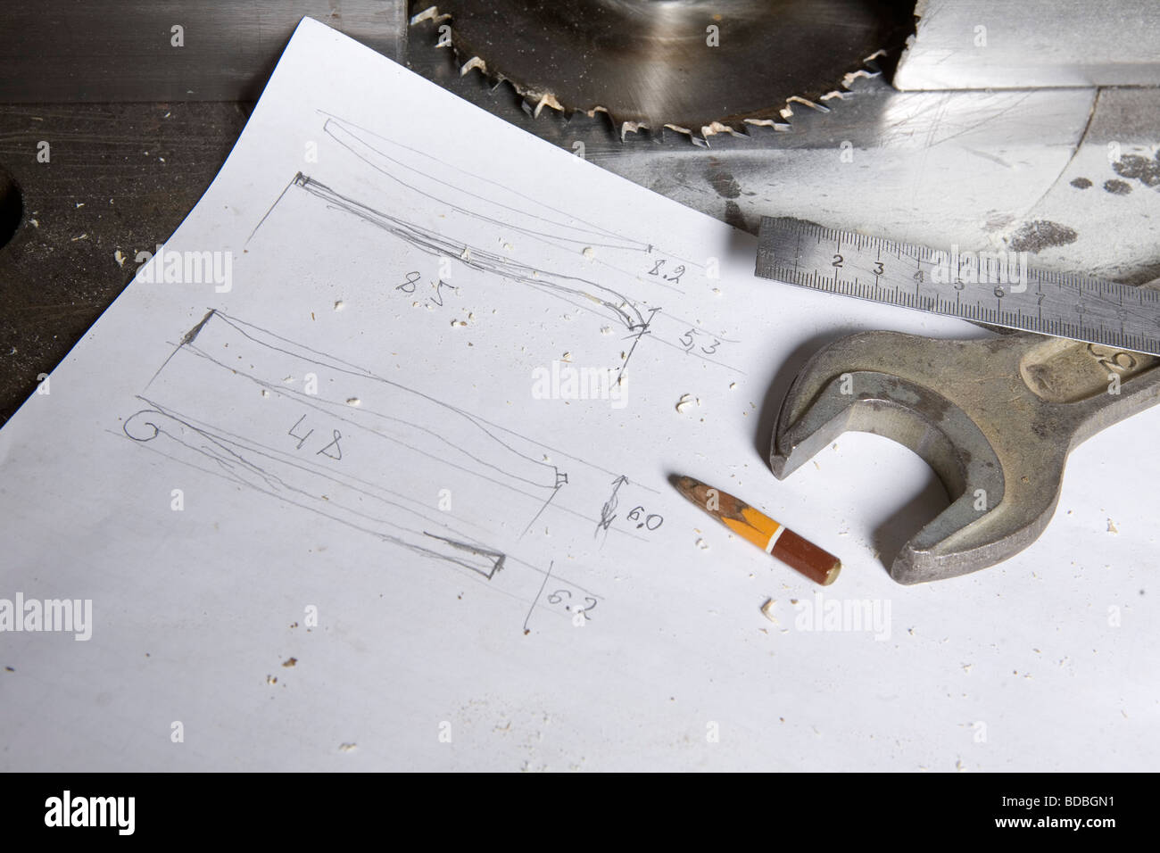 still life of tools in carpentry Stock Photo - Alamy