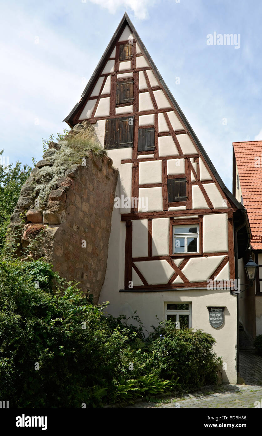 House built onto town walls in Spalt, Franconia, Bavaria, Germany Stock ...