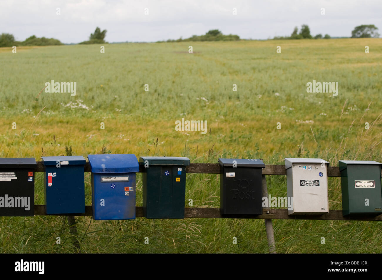 A line of mailboxes at the countryside Stock Photo - Alamy