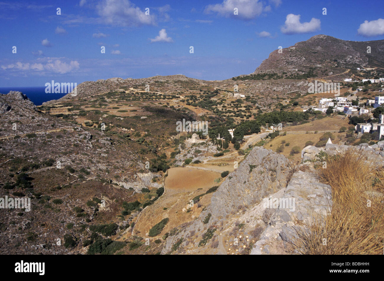 a view of Kythira island and Hora Kithira town Eptanese Greece Stock ...