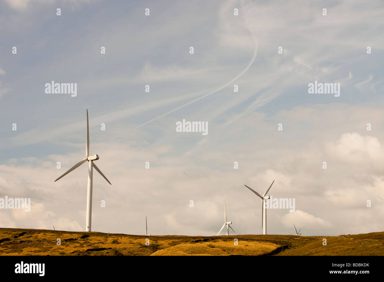 Scout Moor wind farm on the Pennine Moors between Rochdale and ...