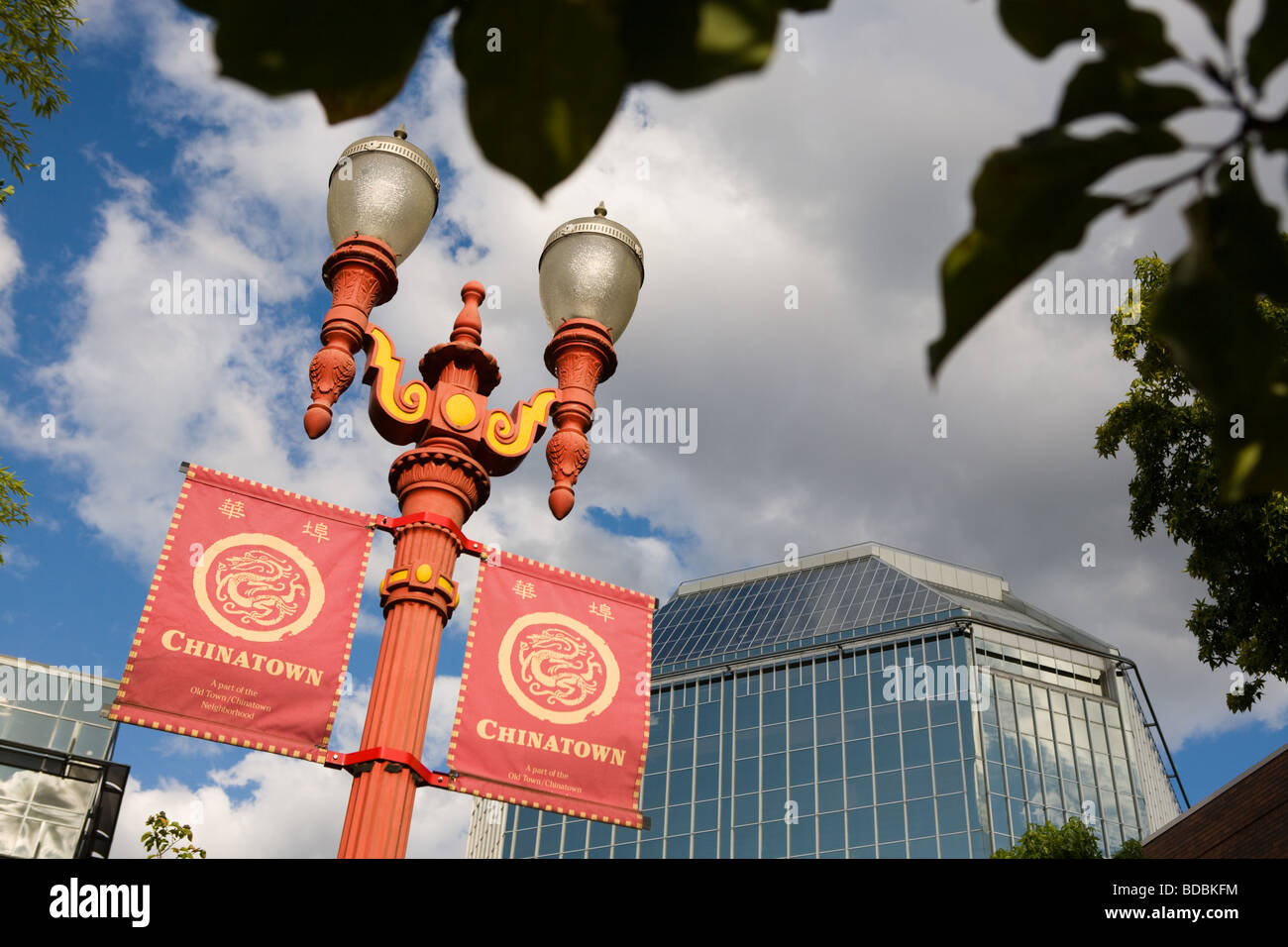 Lamp post in Chinatown neighborhood of Portland Oregon Stock Photo - Alamy