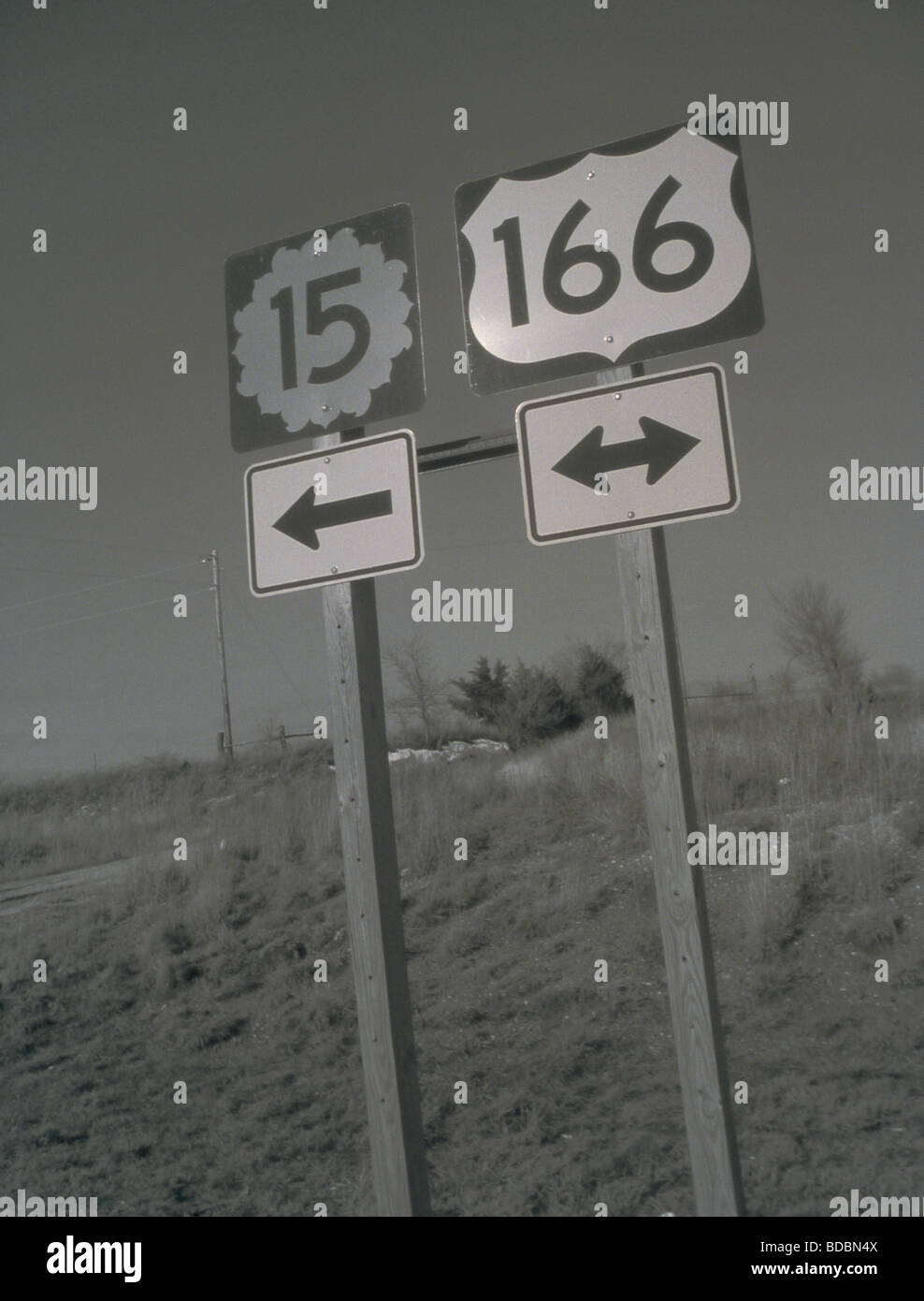 Intersection of Kansas Highway 15 and U.S. Highway 166, Kansas Stock ...