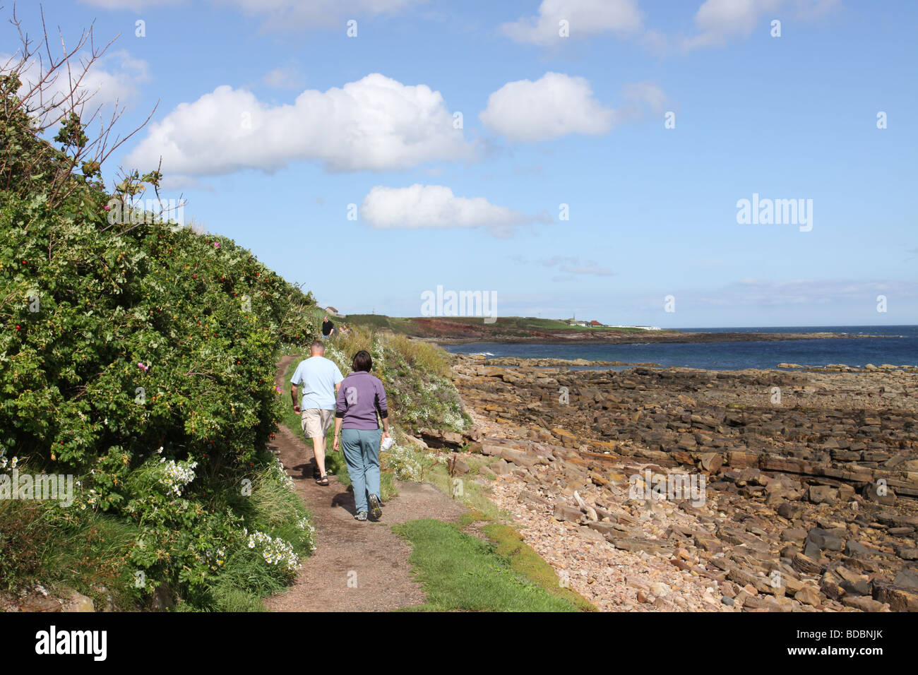 People walking on Fife coastal path Scotland August 2009 Stock Photo ...