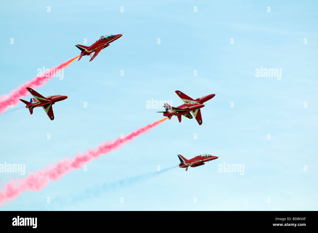 Red Arrows aerial display team taken at the Bristol balloon fiesta ...