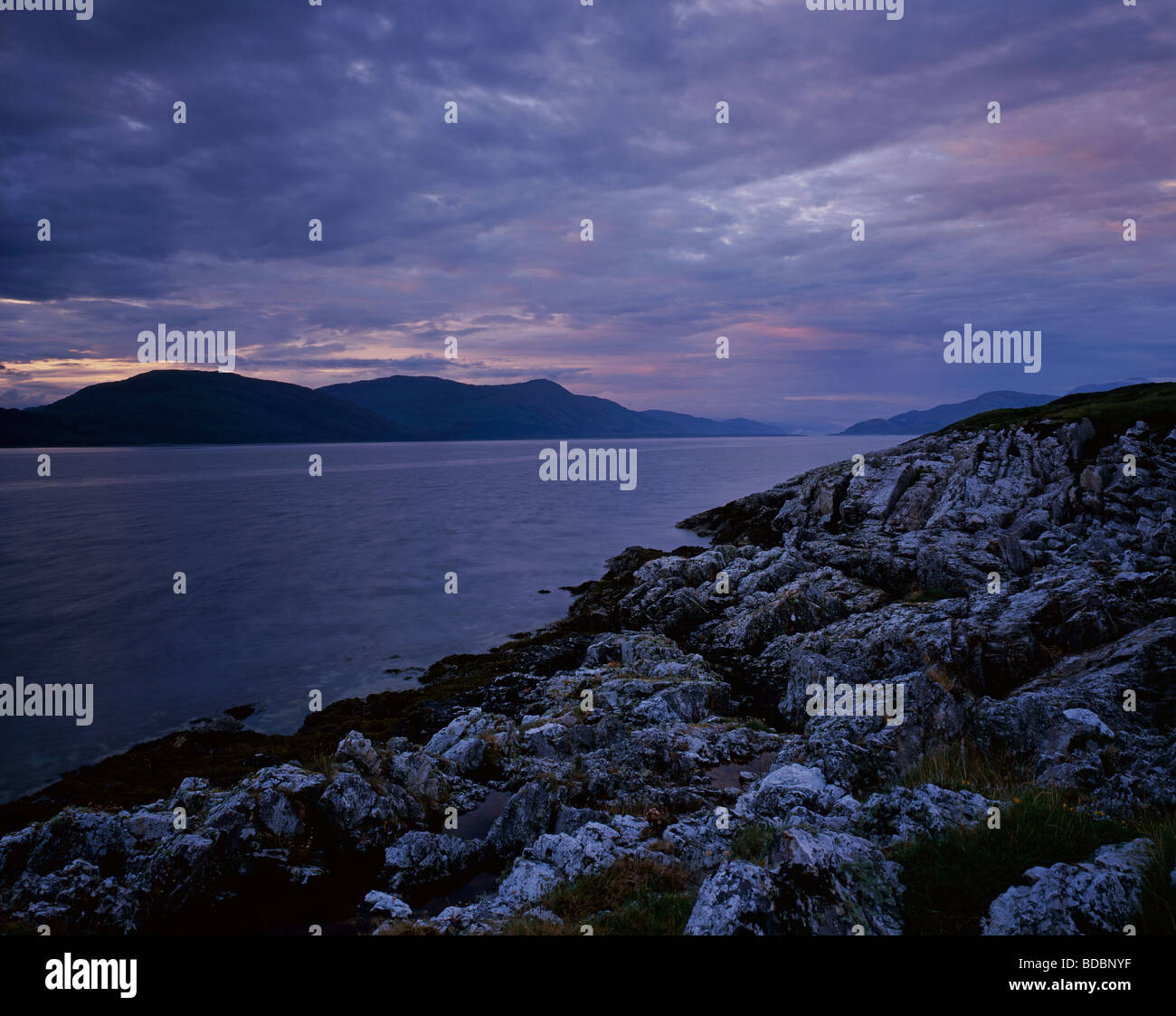 Mountains of Ardgour viewed from Cuil Point, Duror of Appin, Argyll ...