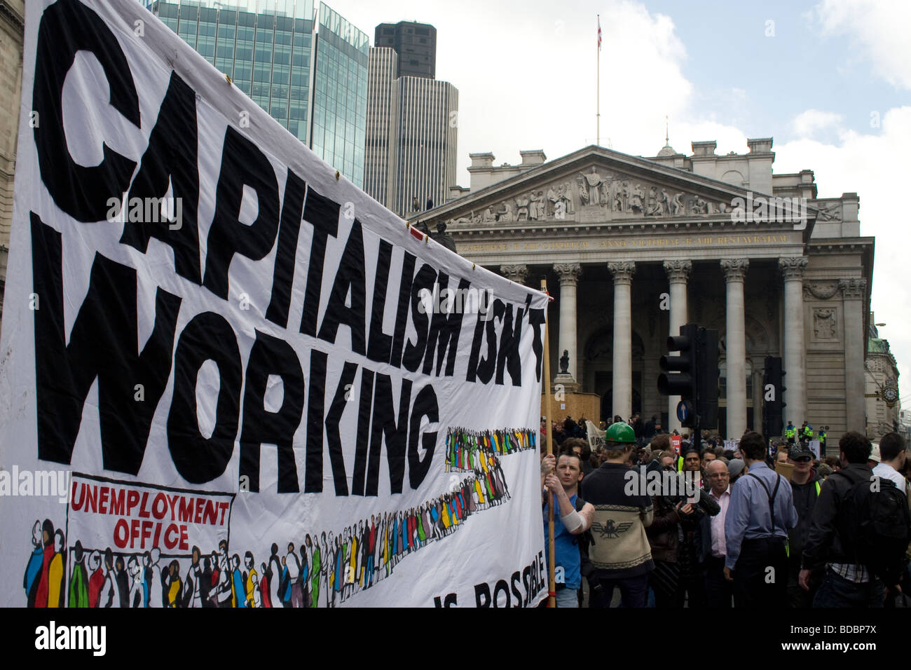 Capitalism isn't working banner at the G20 protest outside the Bank of ...