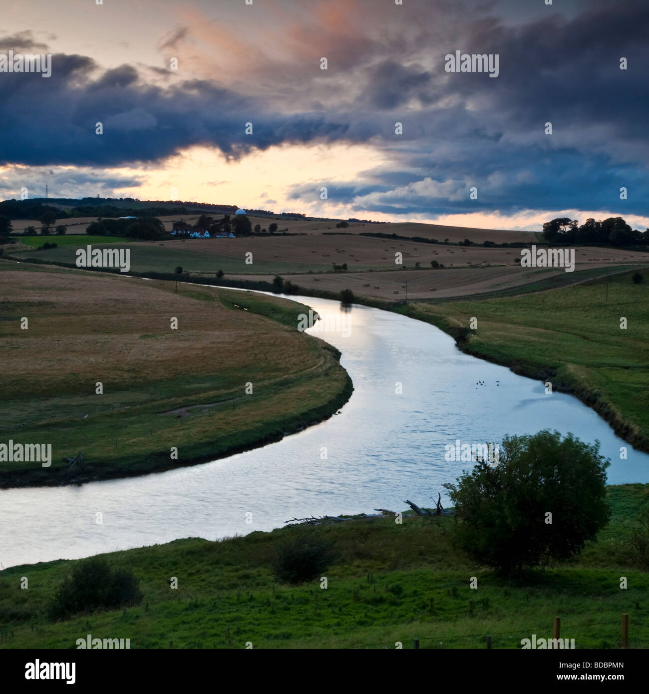 Square view of a loop in the River Aln just outside the village of ...
