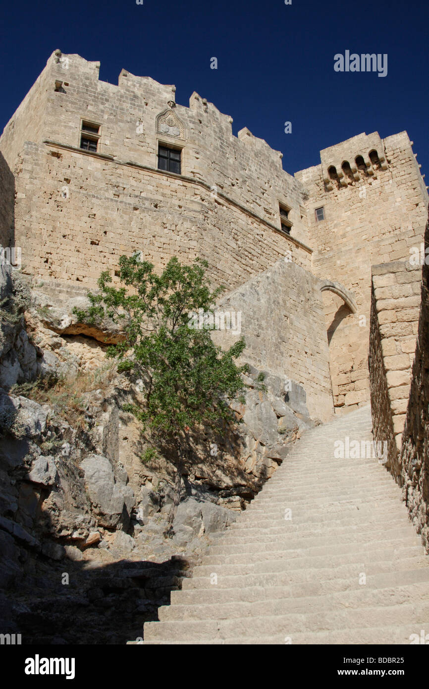 Staircase leading up to the Acropolis at Lindos Rhodes Dodecanese ...