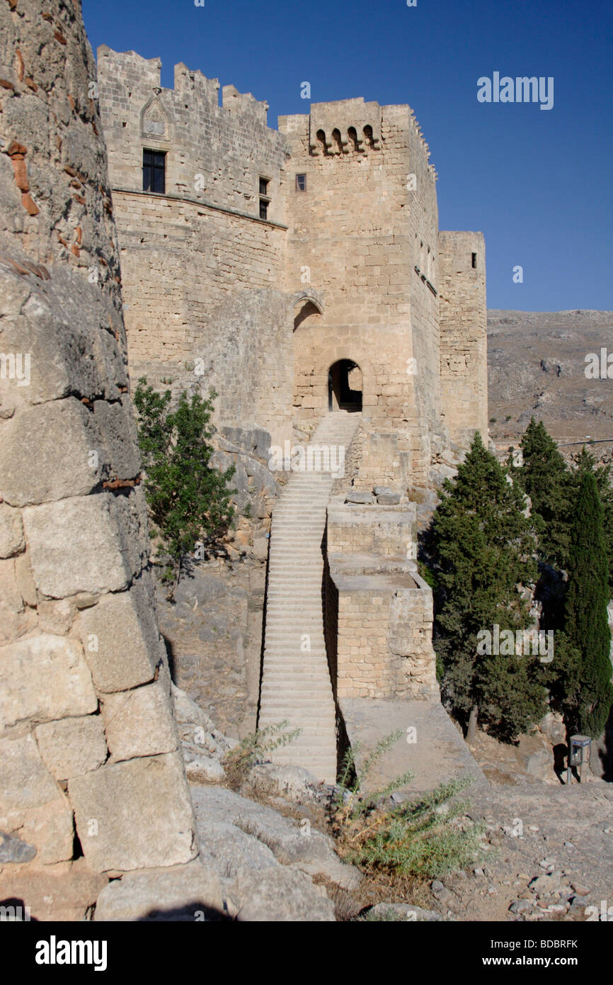 Staircase leading up to the Acropolis at Lindos Rhodes Dodecanese ...