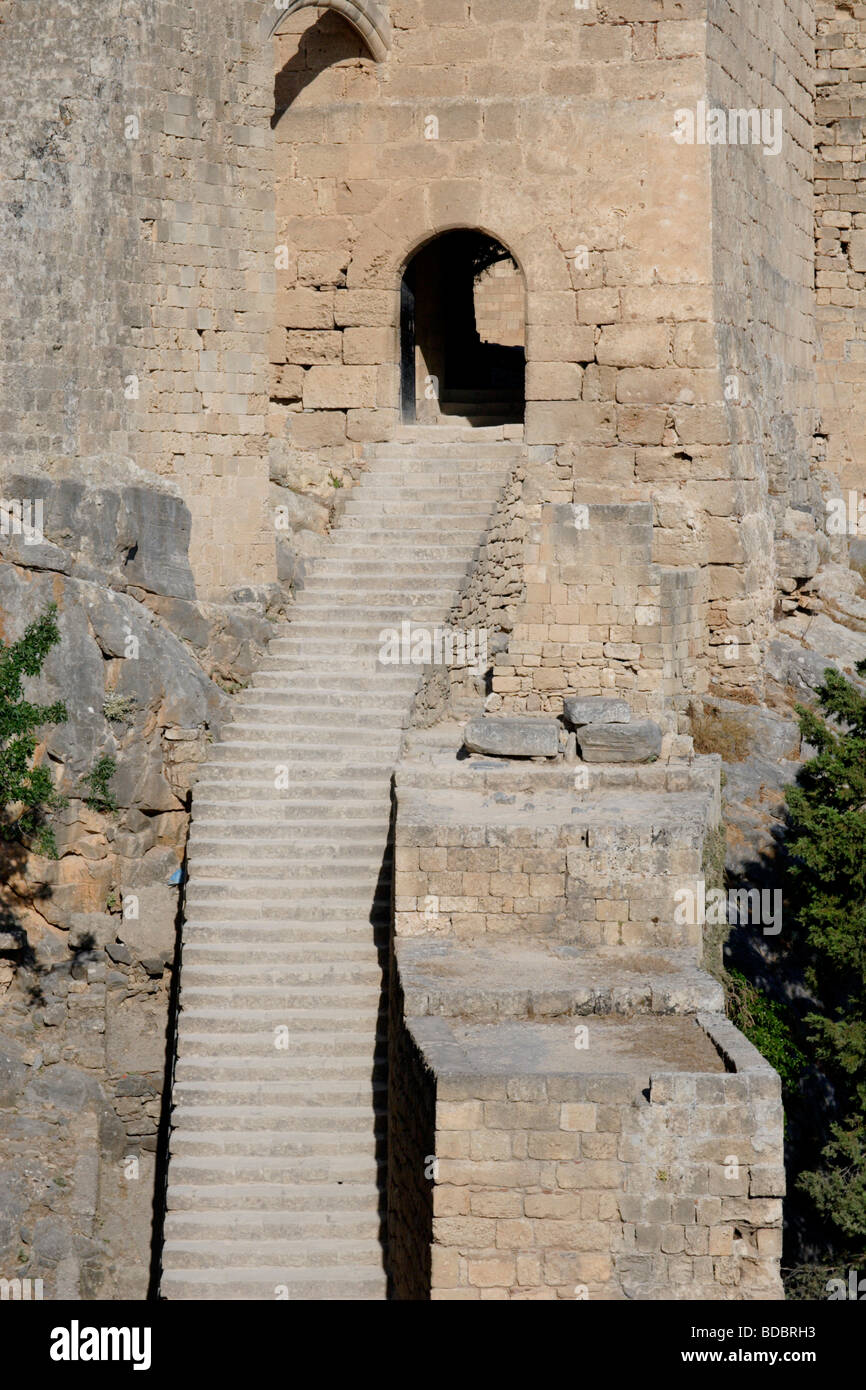 Staircase leading up to the Acropolis at Lindos Rhodes Dodecanese ...