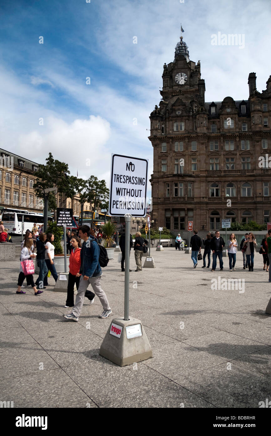 A sign reading "No trespassing without permission" on Princes Mall ...