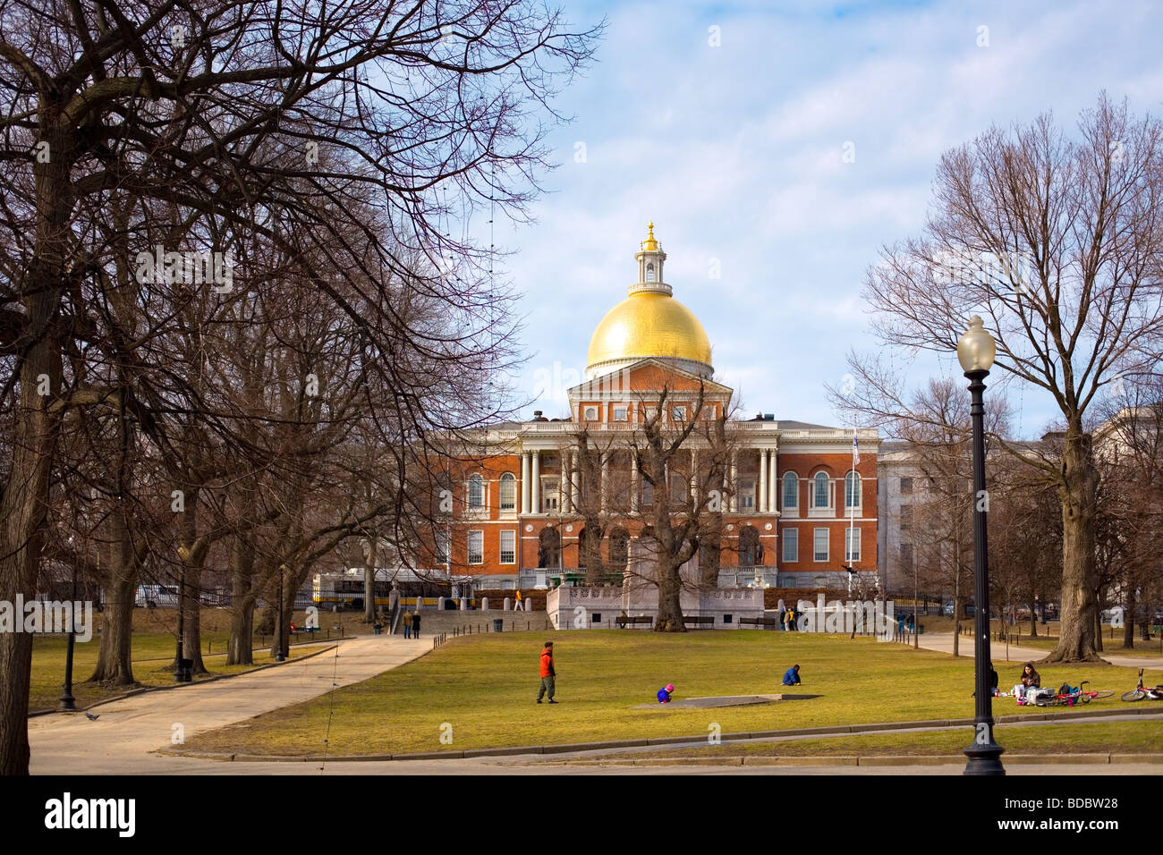The Massachusetts State House viewed from Boston Common park Boston ...