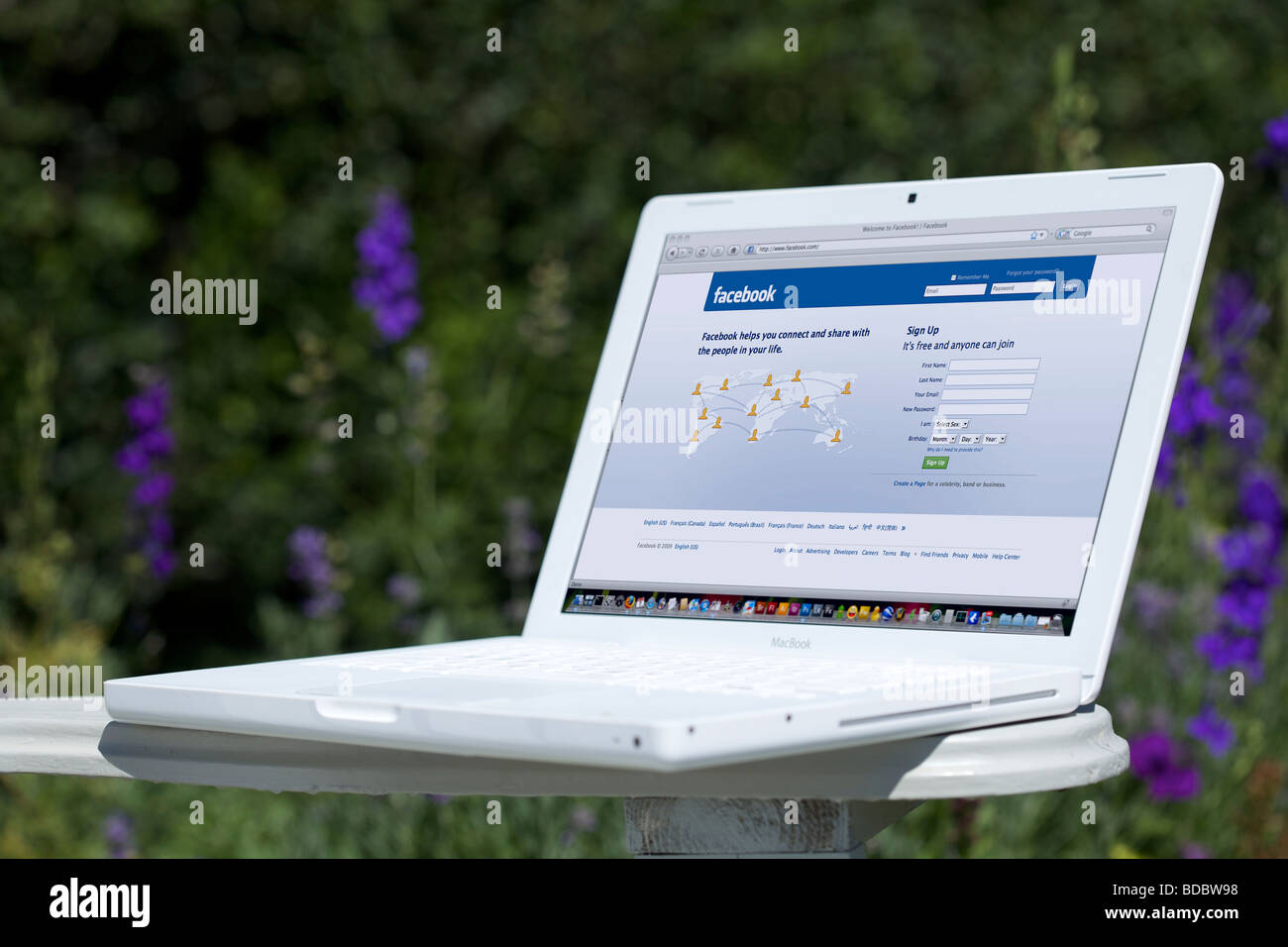 Laptop showing social networking Facebook splash screen page Stock ...