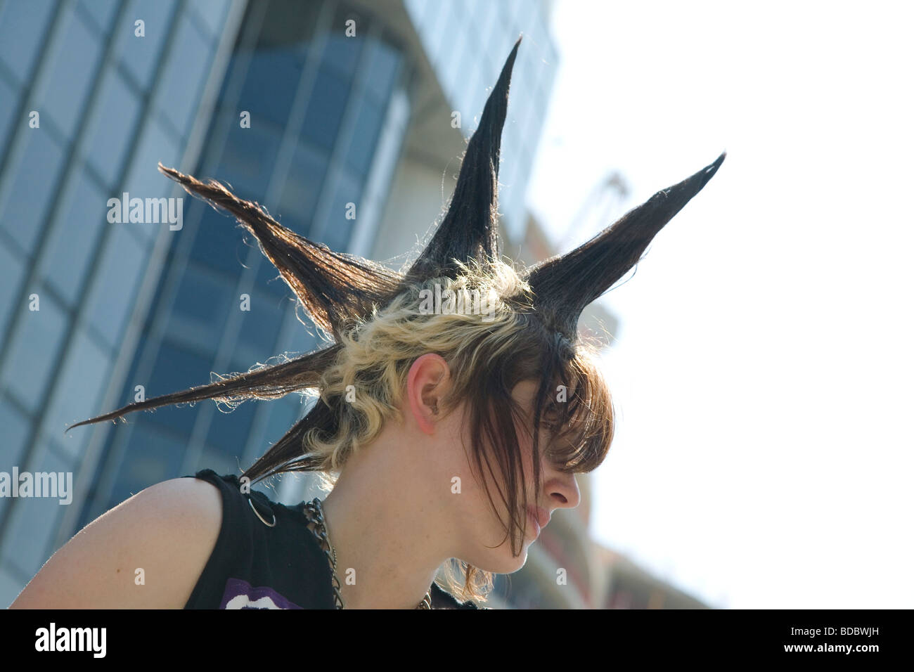 A punk girl 'Rae Ray Riots' with a large Mohican, Shoreditch, London ...