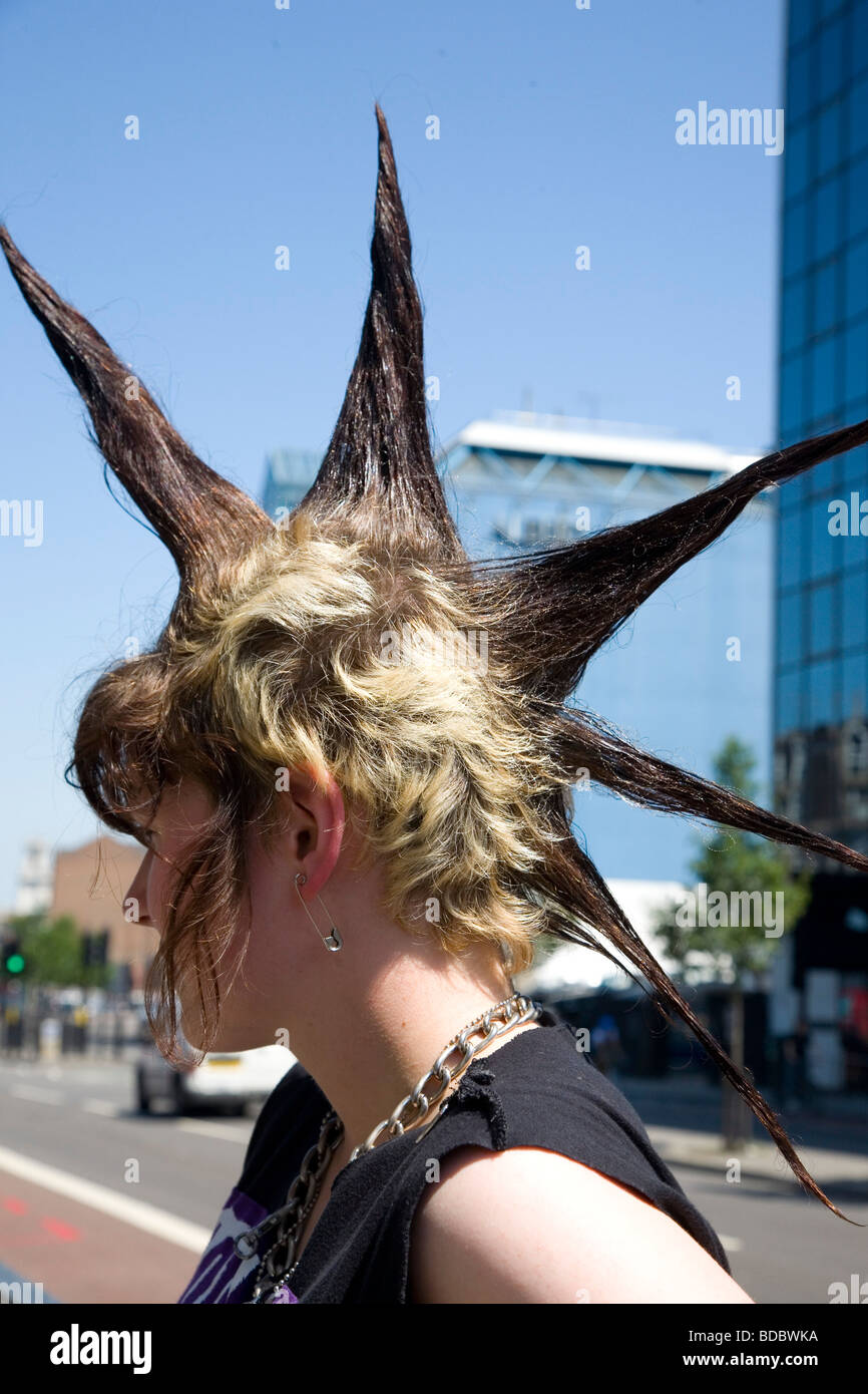 A punk girl 'Rae Ray Riots' with a large Mohican, Shoreditch, London ...