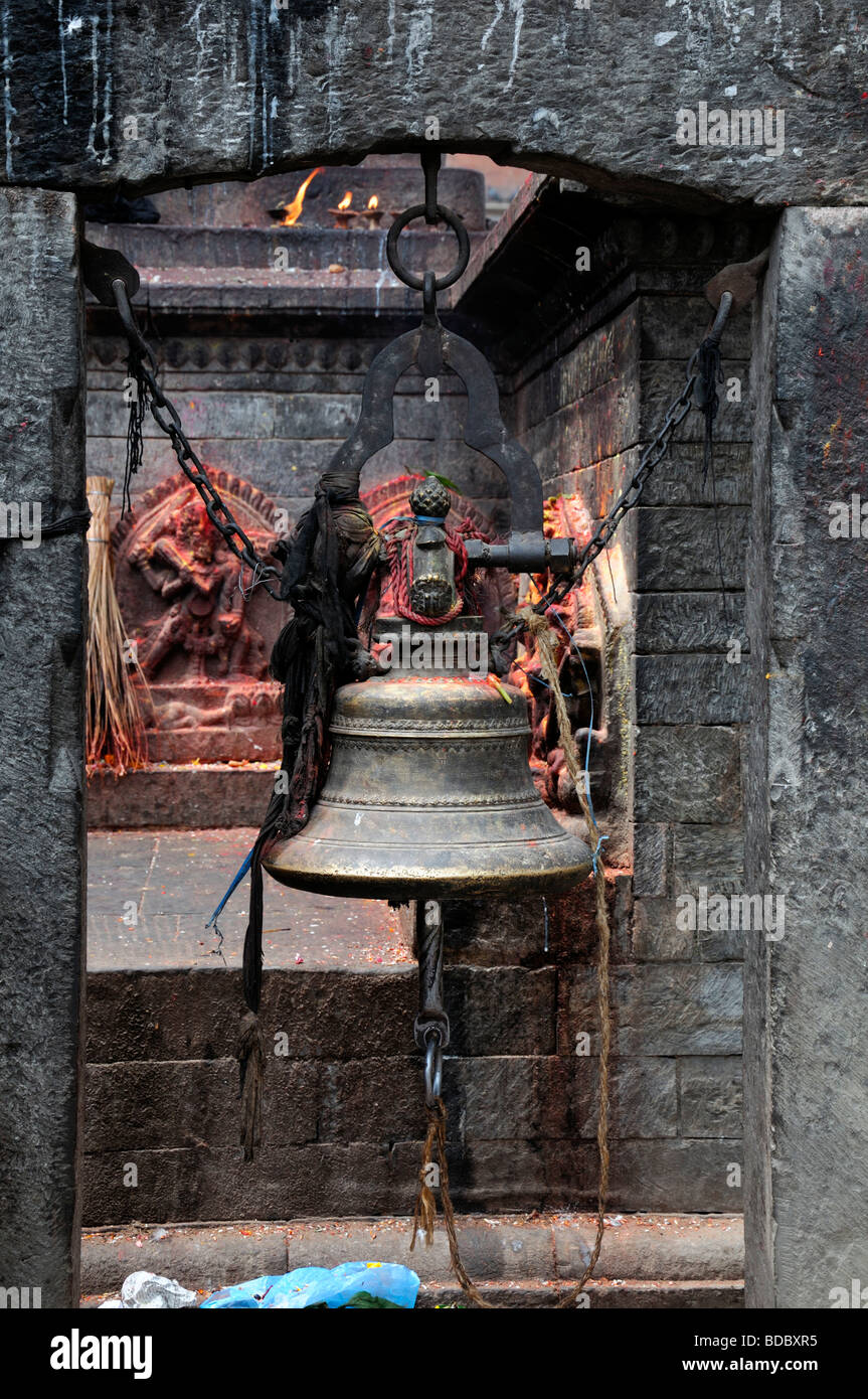 ceremonial sacred holy bell at a buddhist hindu site shrine temple ...